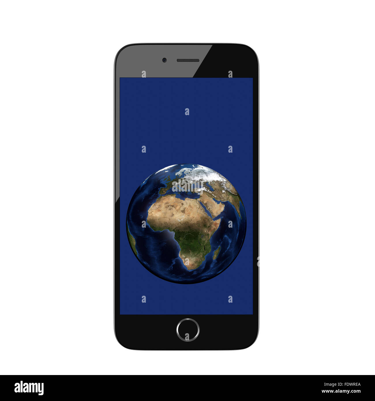 Realistic render of smart phone with Planet Earth visible on the screen ...