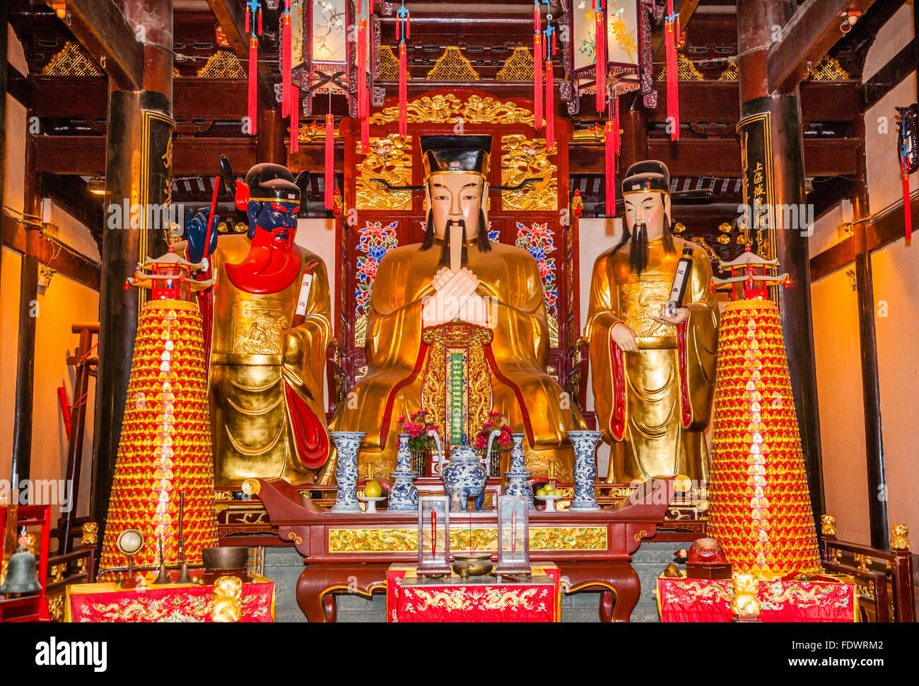 China, Old City of Shanghai, altar at the main hall of the City God ...