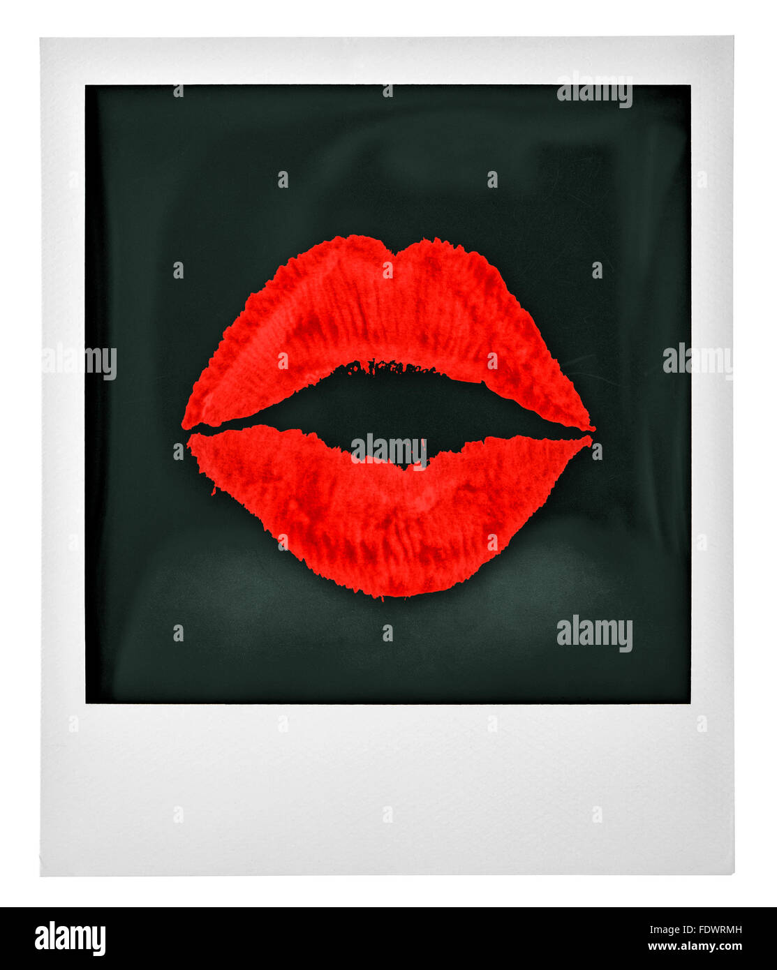 Polaroid instant photo frame lipstick kiss picture Stock Photo - Alamy