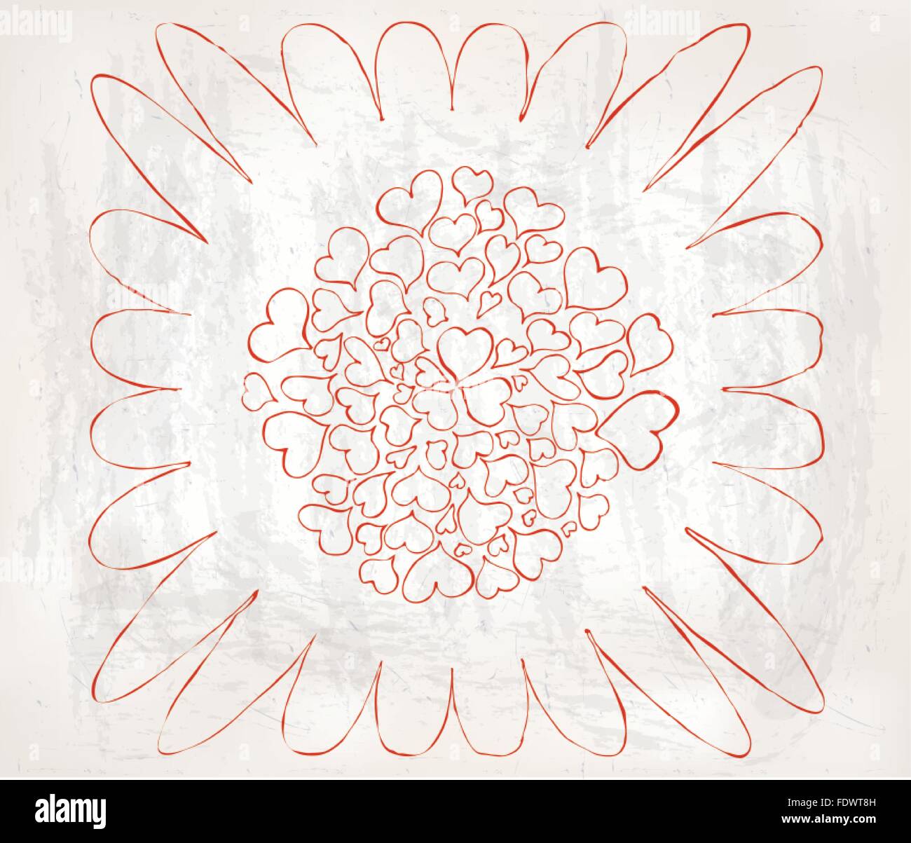 Hand drawn hearts line art with textured background Stock Vector Image ...