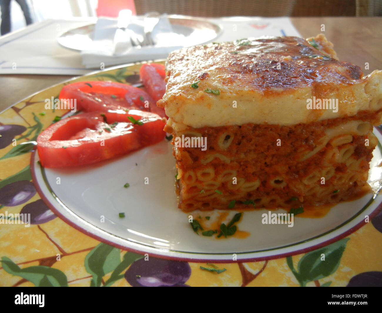 Pasticcio and Tomato Stock Photo - Alamy