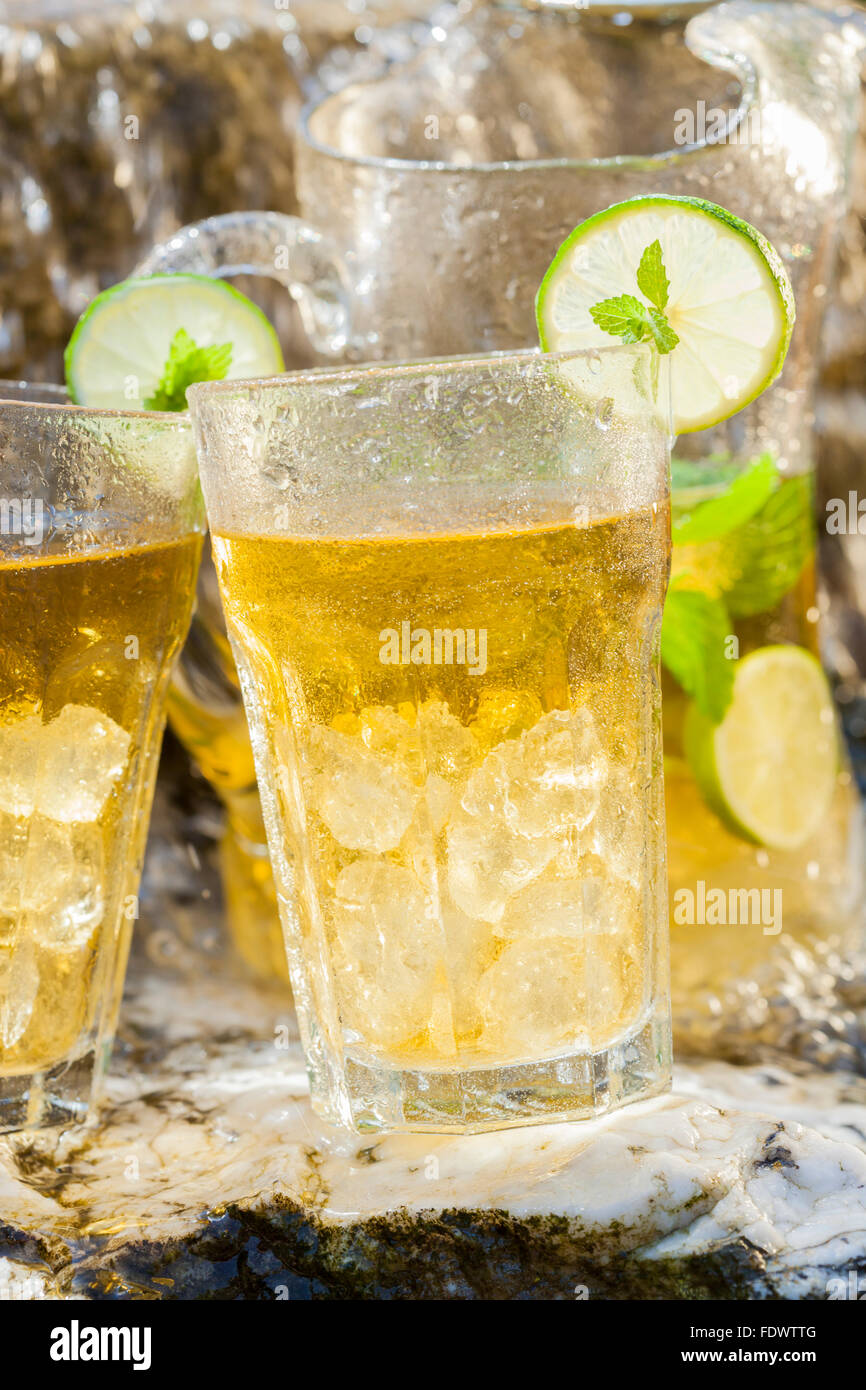 chilled cold lemonade in summer garden Stock Photo - Alamy