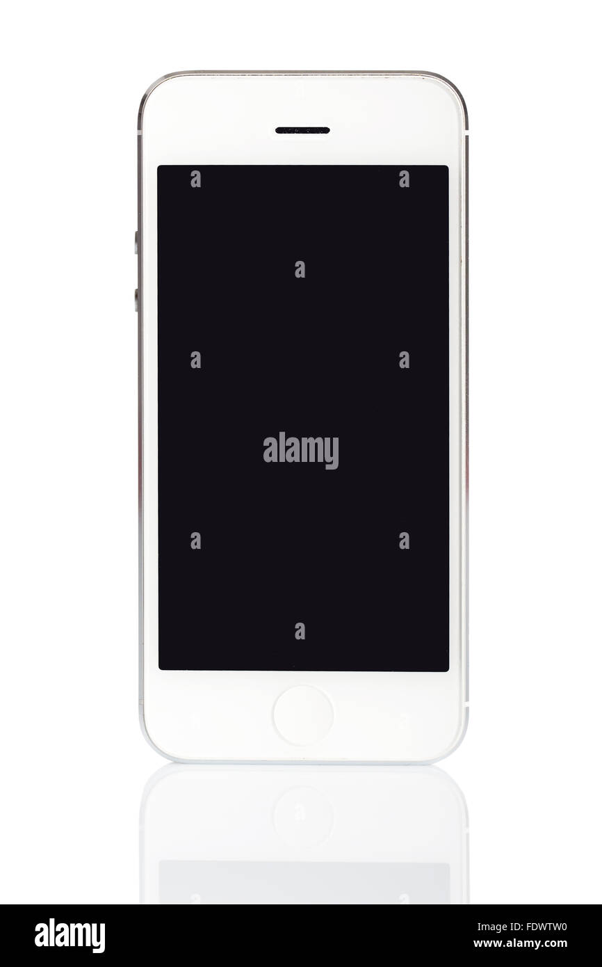 White Smart Phone Isolated on White Background Stock Photo - Alamy