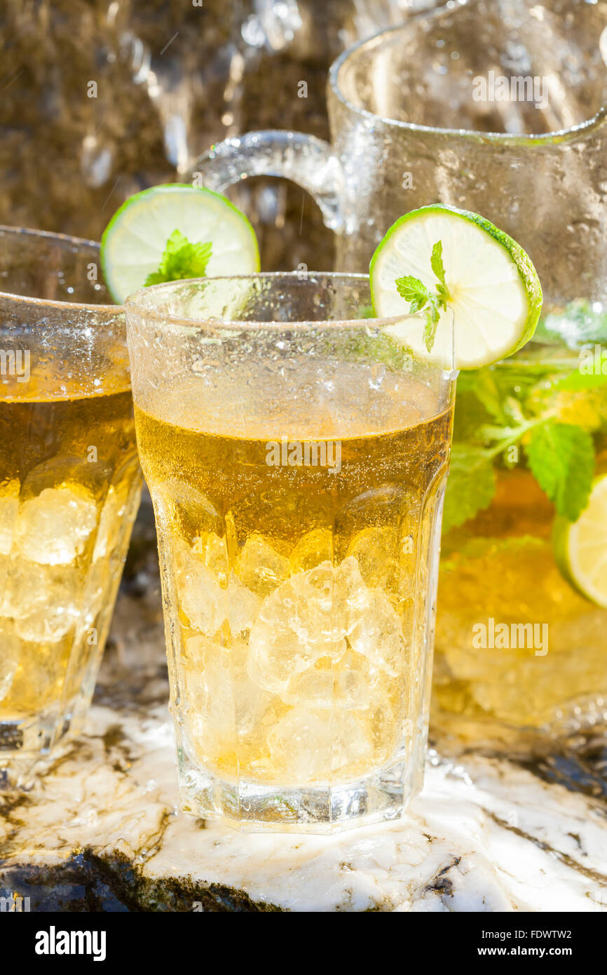 chilled cold lemonade in summer garden Stock Photo - Alamy