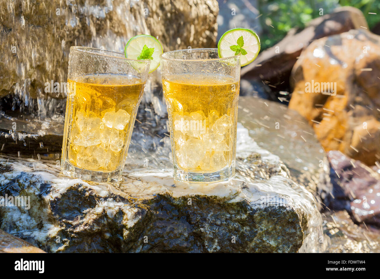chilled cold lemonade in summer garden Stock Photo - Alamy