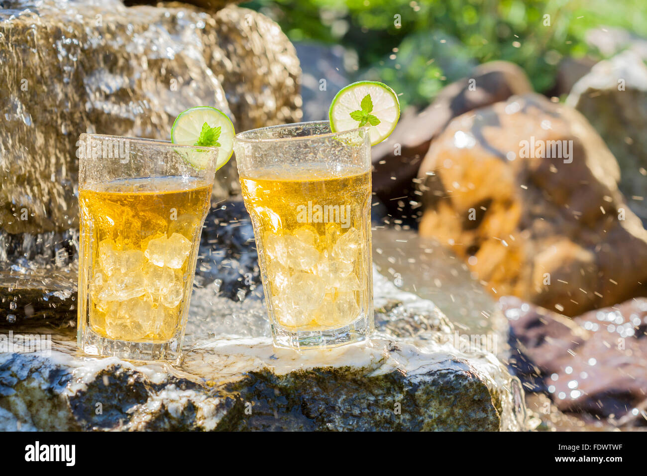 chilled cold lemonade in summer garden Stock Photo - Alamy