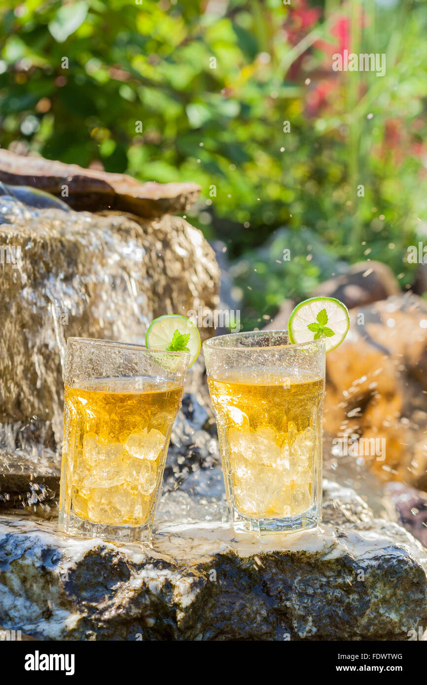 chilled cold lemonade in summer garden Stock Photo - Alamy