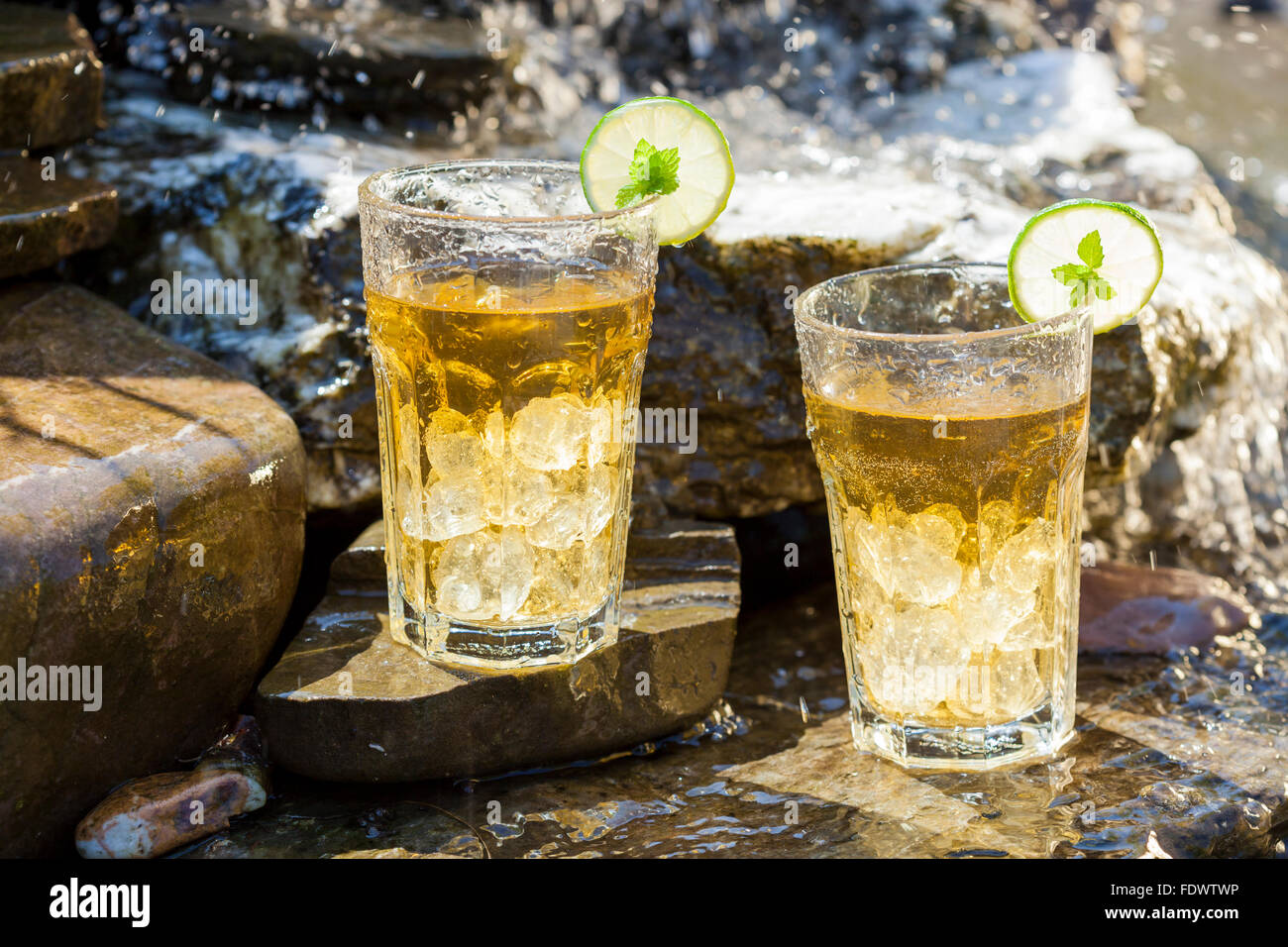 chilled cold lemonade in summer garden Stock Photo - Alamy