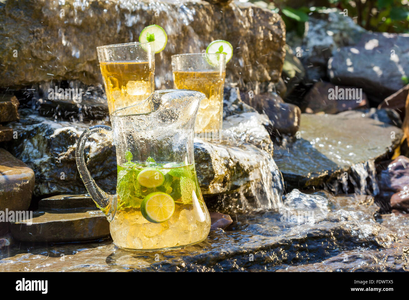 chilled cold lemonade in summer garden Stock Photo - Alamy
