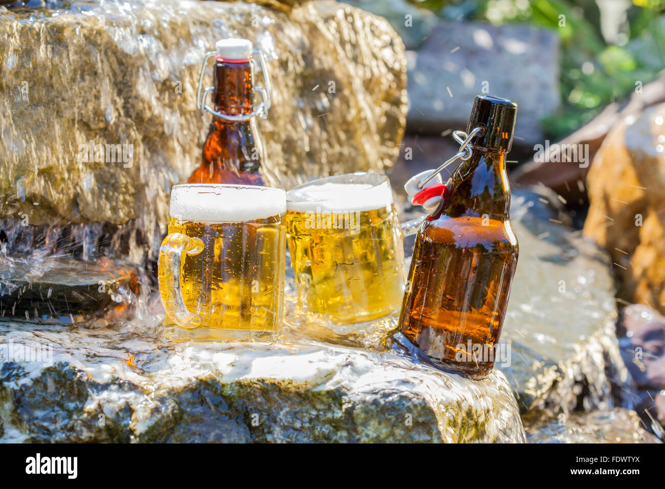 german chilled cold beer in garden Stock Photo - Alamy