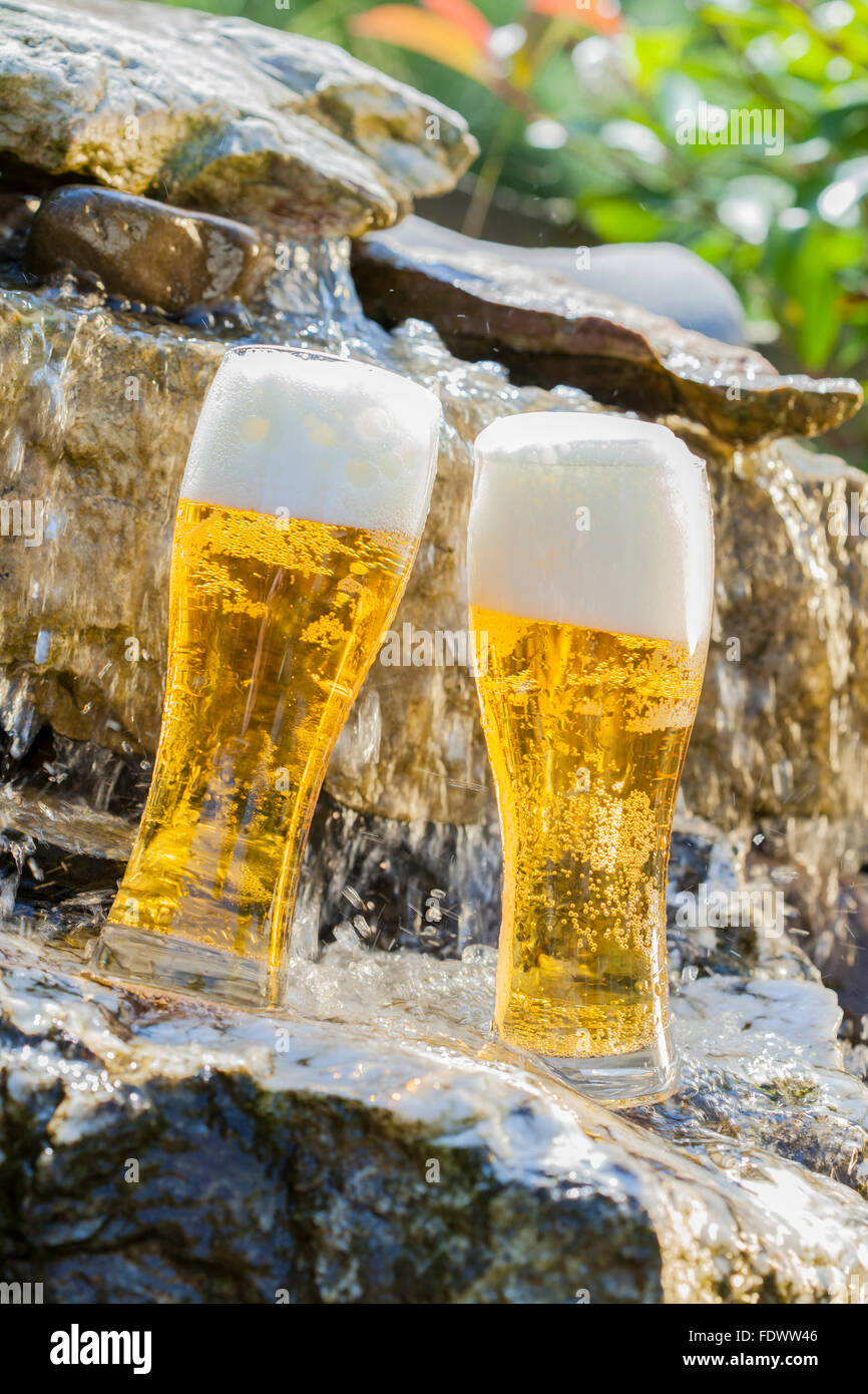 german chilled cold beer in garden Stock Photo - Alamy