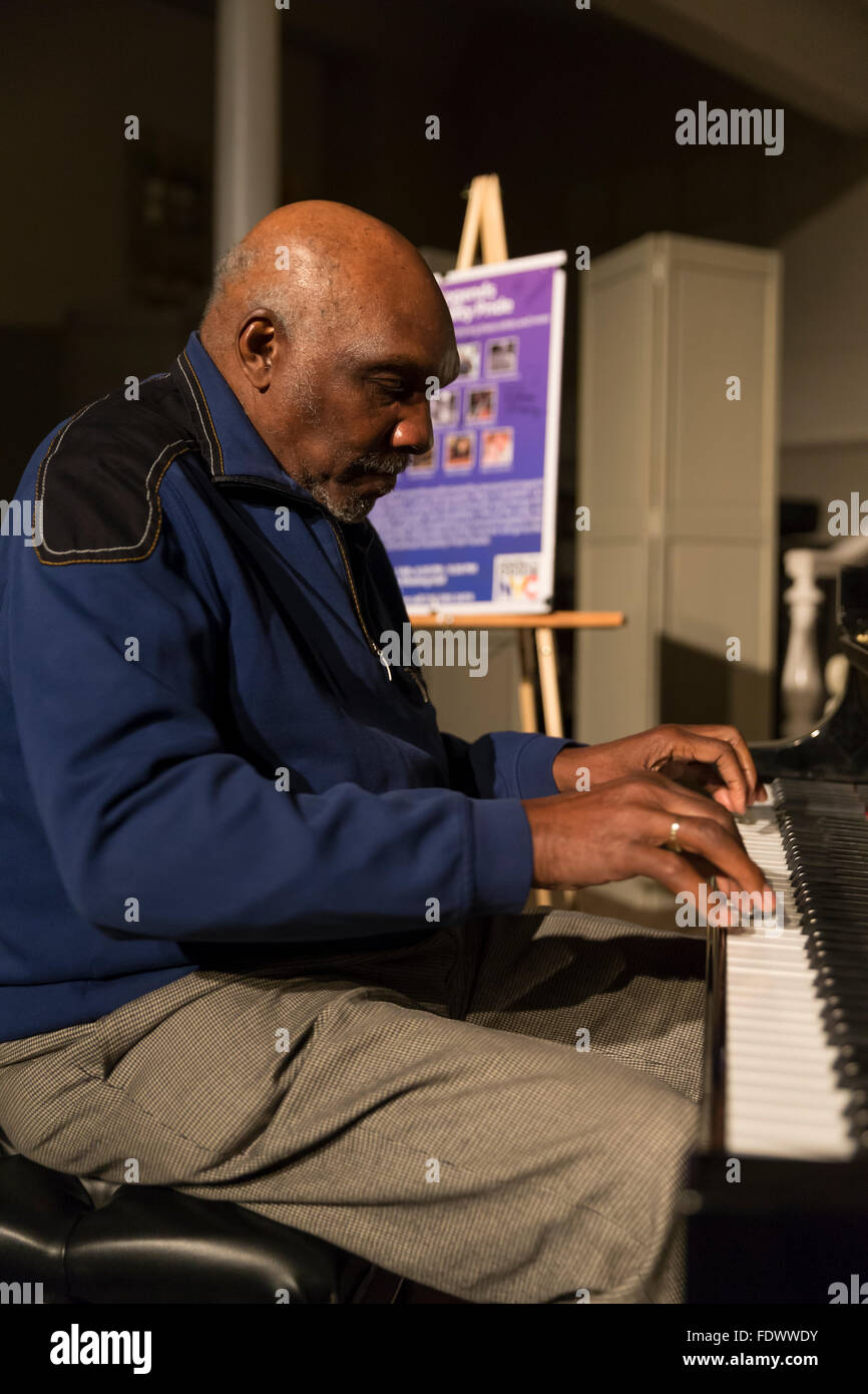 New York, NY - January 14, 2016: Harold Mabern plays piano at charity ...