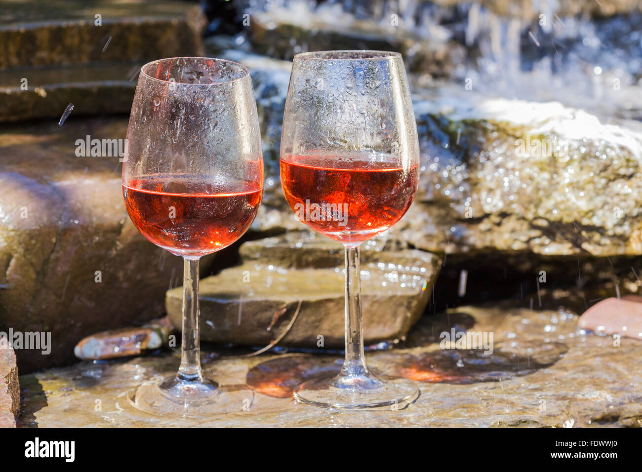 delicious fresh wine chilled in waterfall Stock Photo - Alamy
