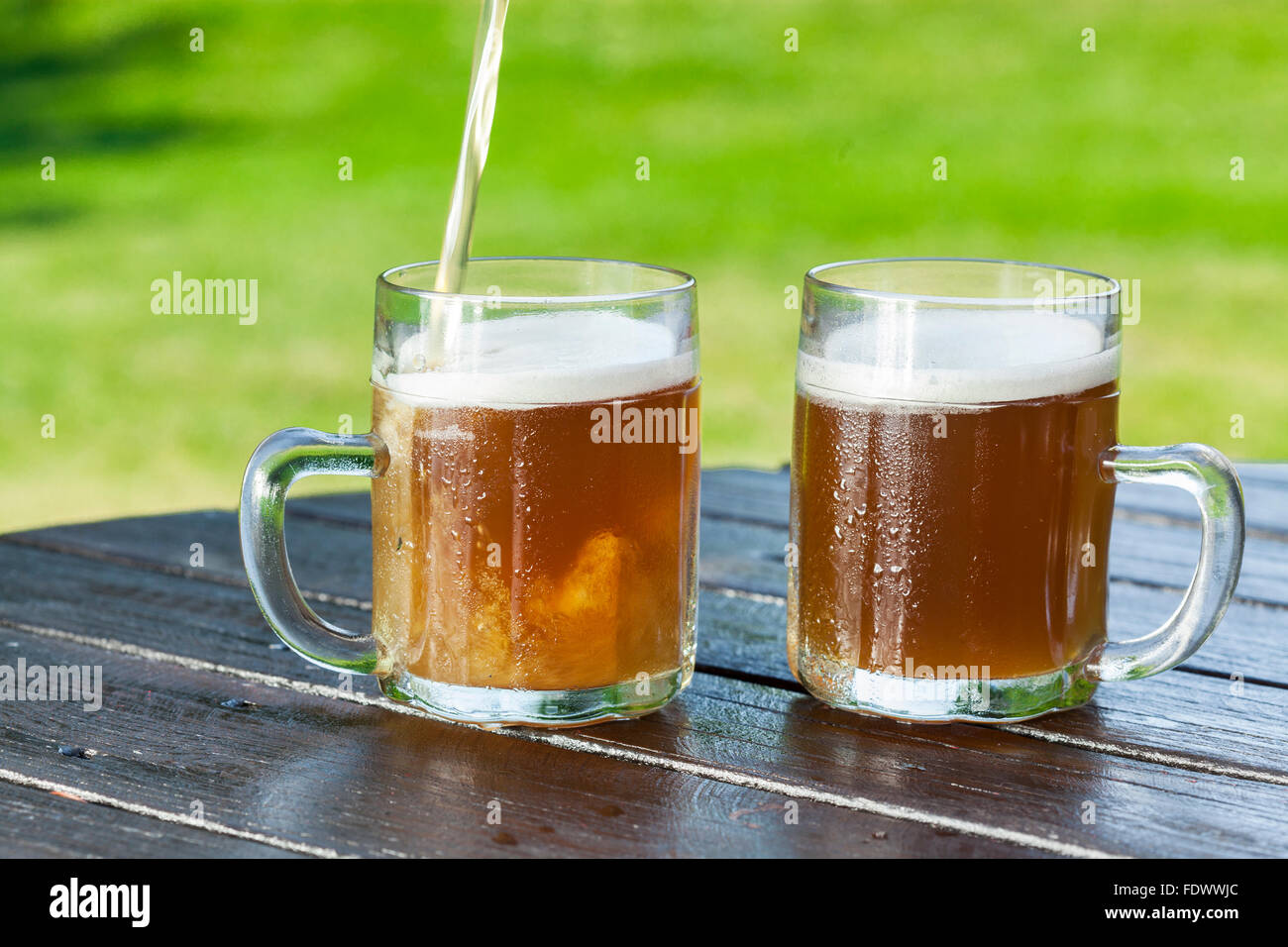 german chilled cold beer in garden Stock Photo - Alamy