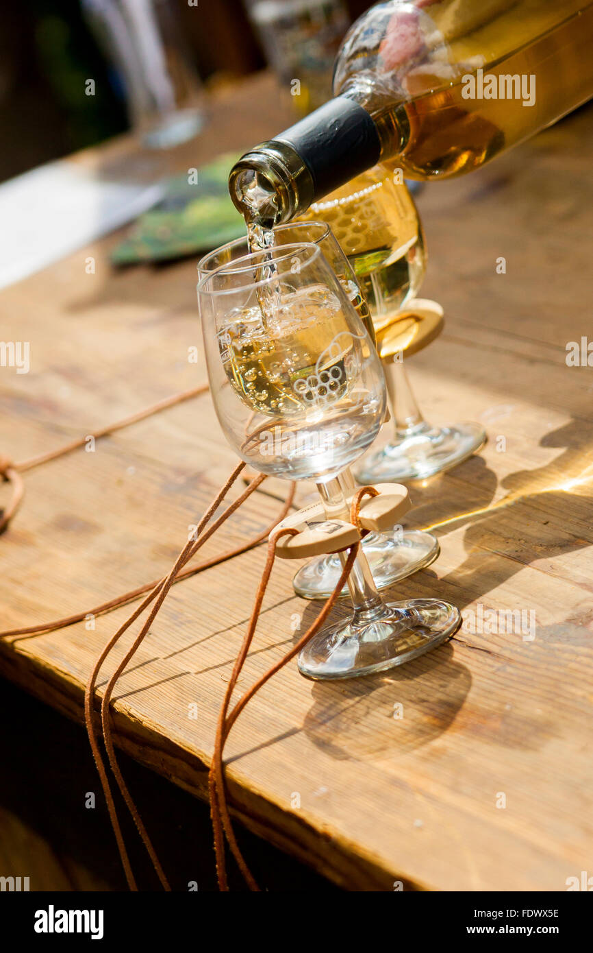 german riesling wine at outdoor wine festival Stock Photo - Alamy