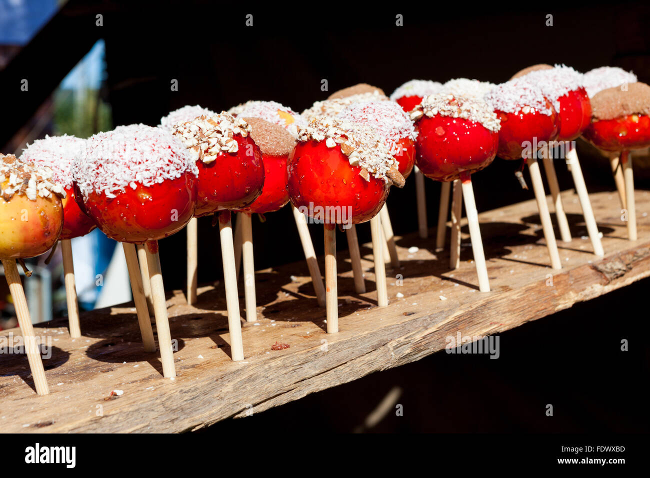 Candy apples for sale in market Stock Photo - Alamy
