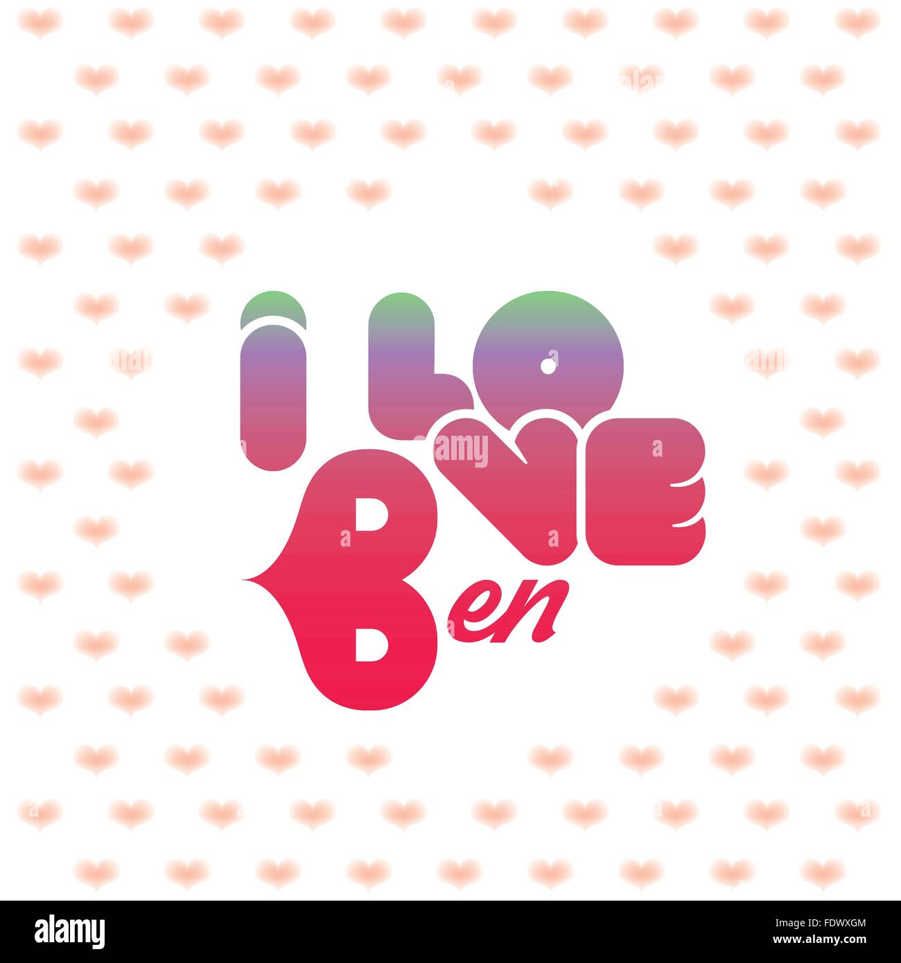 I love Ben greeting card with heart shaped initial of the beloved one ...