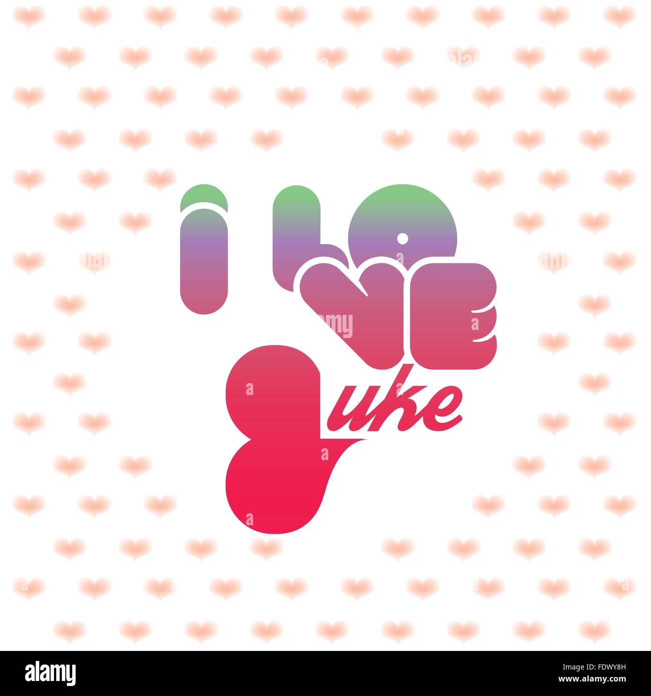 I love Luke greeting card with heart shaped initial of the beloved one ...