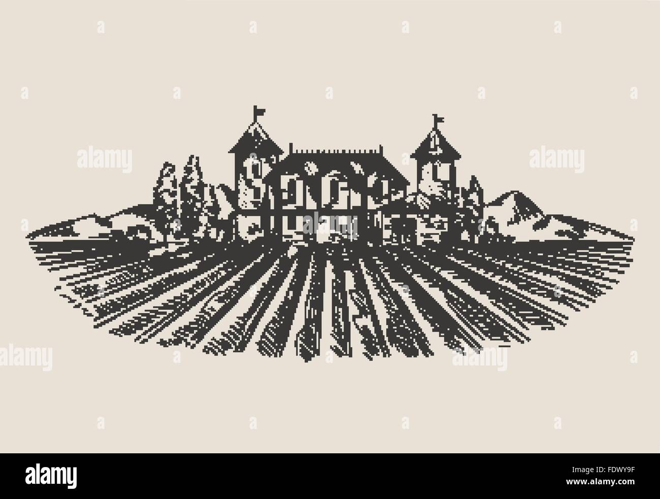 vineyard. hand-drawn sketch. vector illustration Stock Vector Image ...