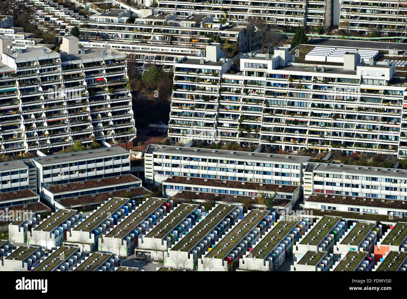 Muenchen, Germany, view from the Olympic Tower in the Olympic Village ...