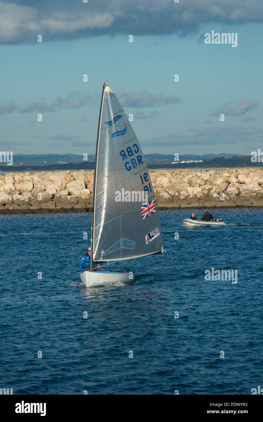 Ben Cornish sailing the International Finn dinghy Stock Photo - Alamy