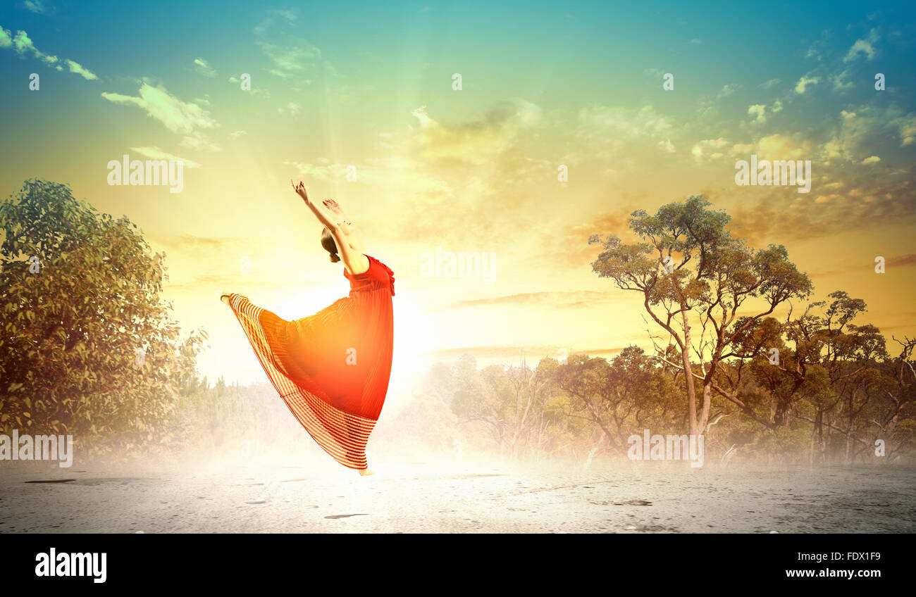 Image of female ballet dancing outdoor against sunset background Stock ...