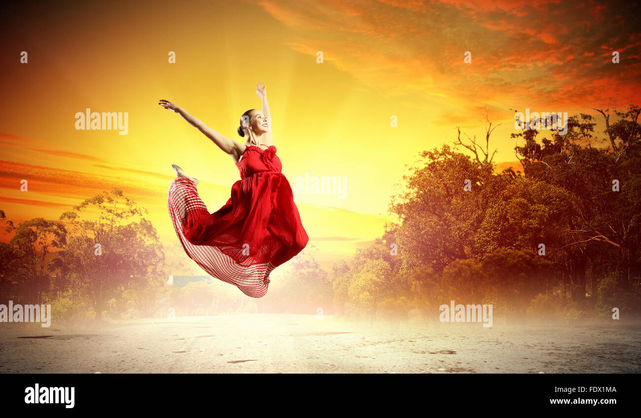 Image of female ballet dancing outdoor against sunset background Stock ...