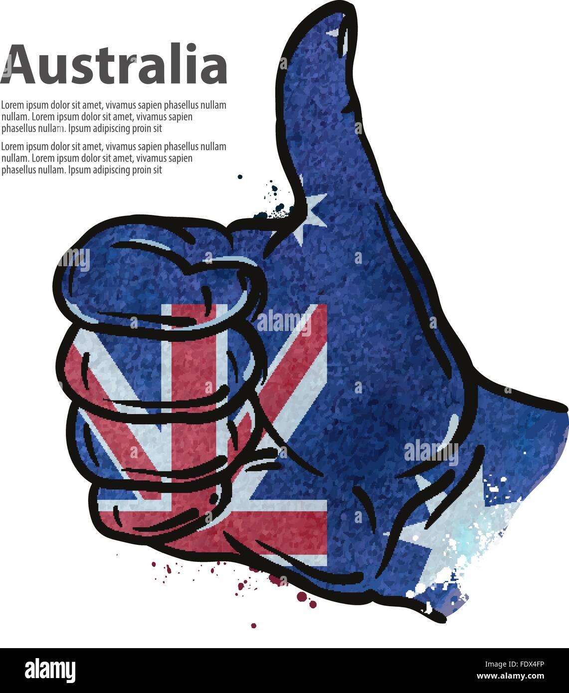 hand gesture thumb up. flag of Australia. vector illustration Stock ...