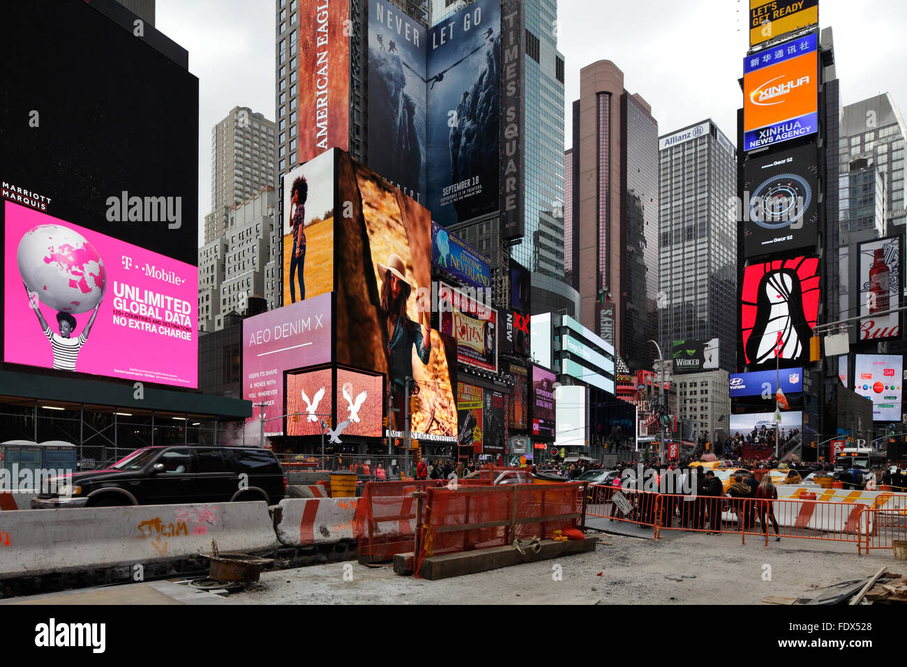 New York City, USA, neon signs at Times Square in Manhattan Stock Photo ...