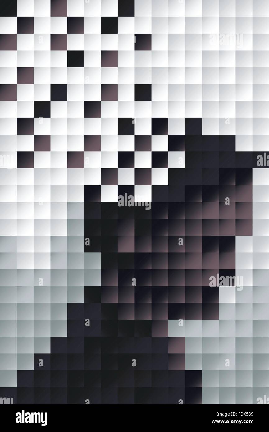 Man profile pixel art with his mind flying away, conceptual ...
