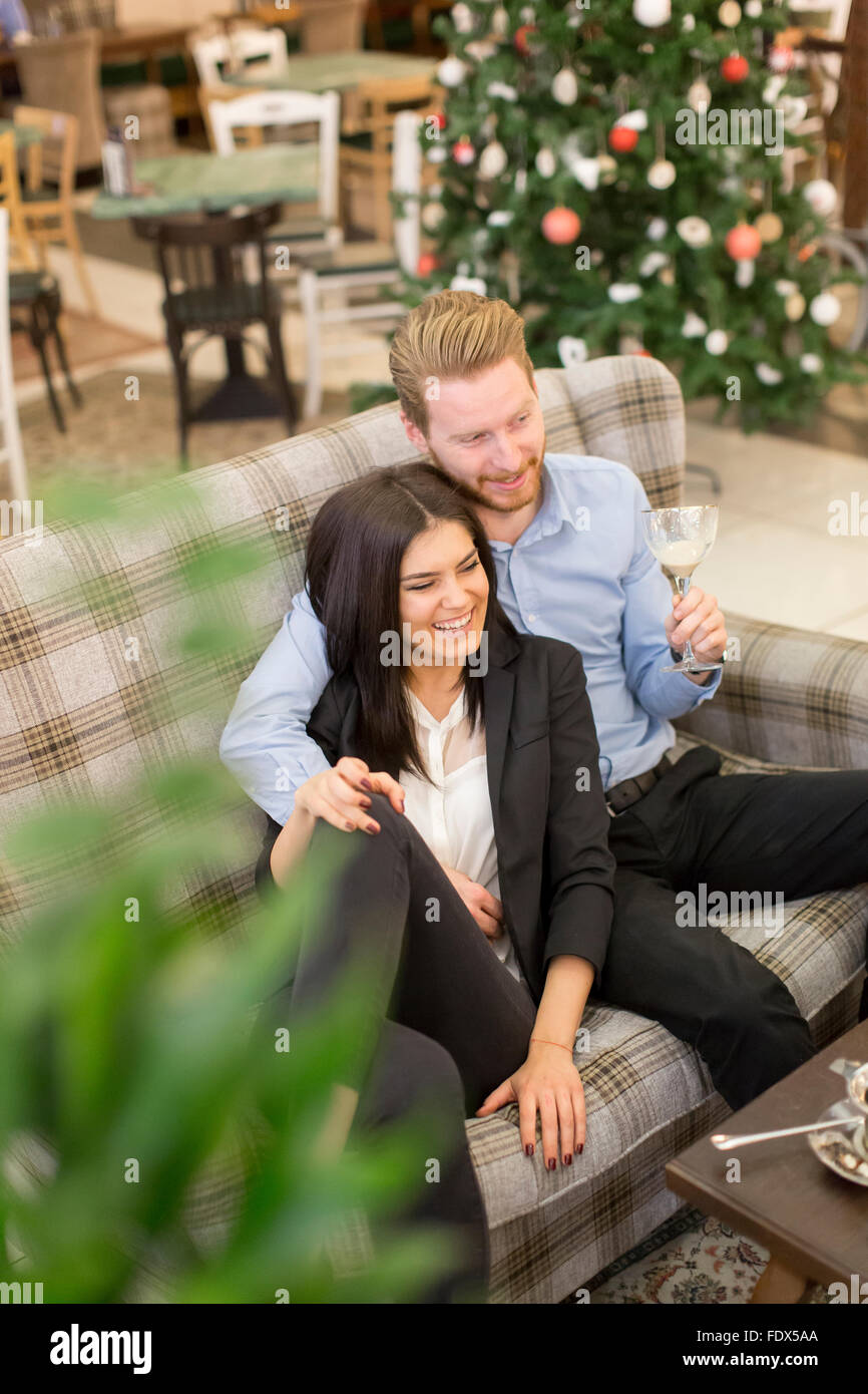 Young people in the cafe Stock Photo - Alamy