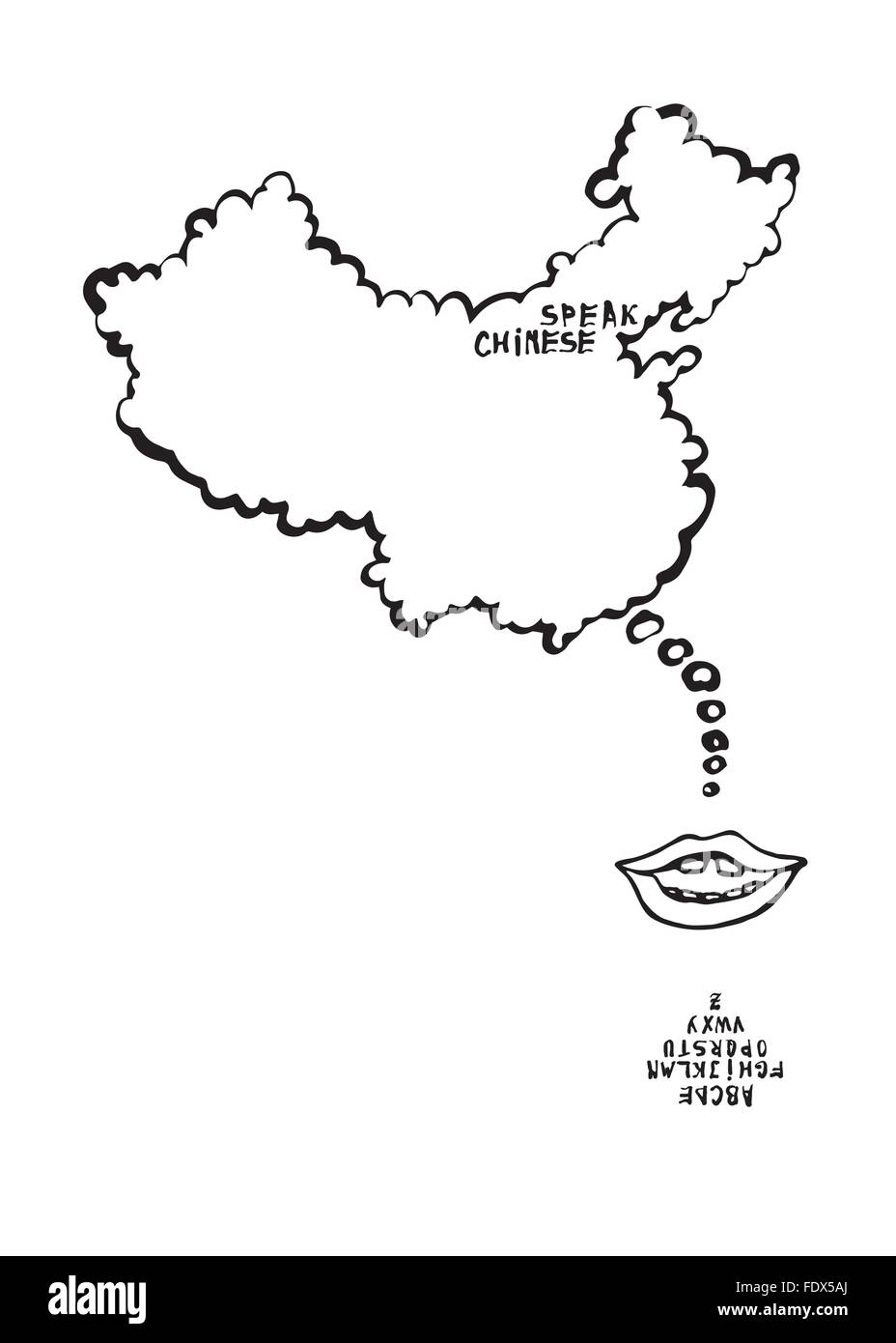 Language learning map with mouth speaking cartoon, the map is a speech ...