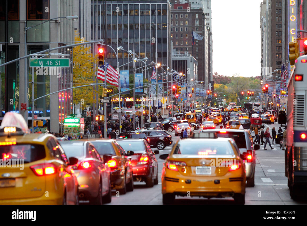 New York City, USA, strong traffic on 5th Avenue in Manhattan Stock ...
