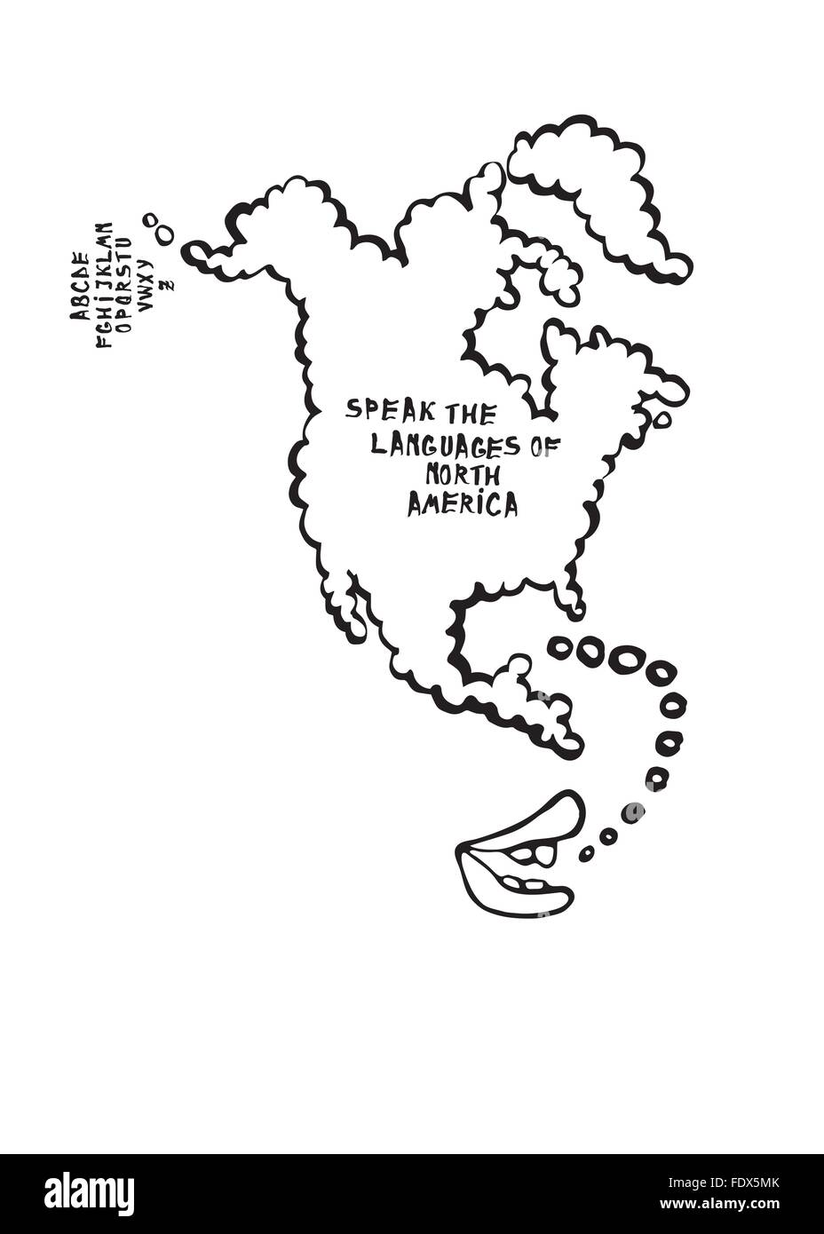 Language learning map with mouth speaking cartoon, the map is a speech ...