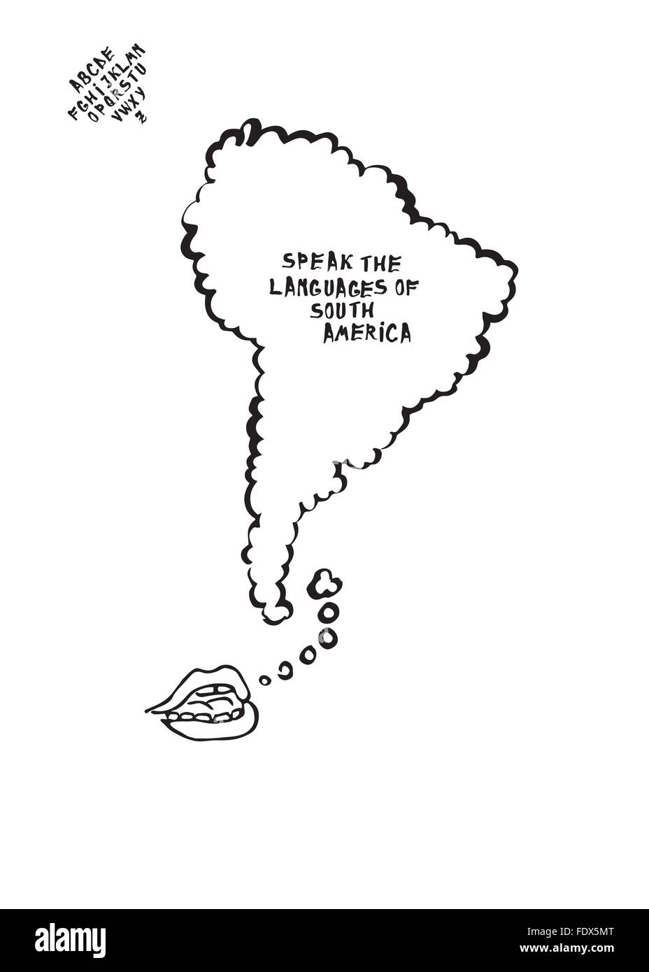 Language learning map with mouth speaking cartoon, the map is a speech ...