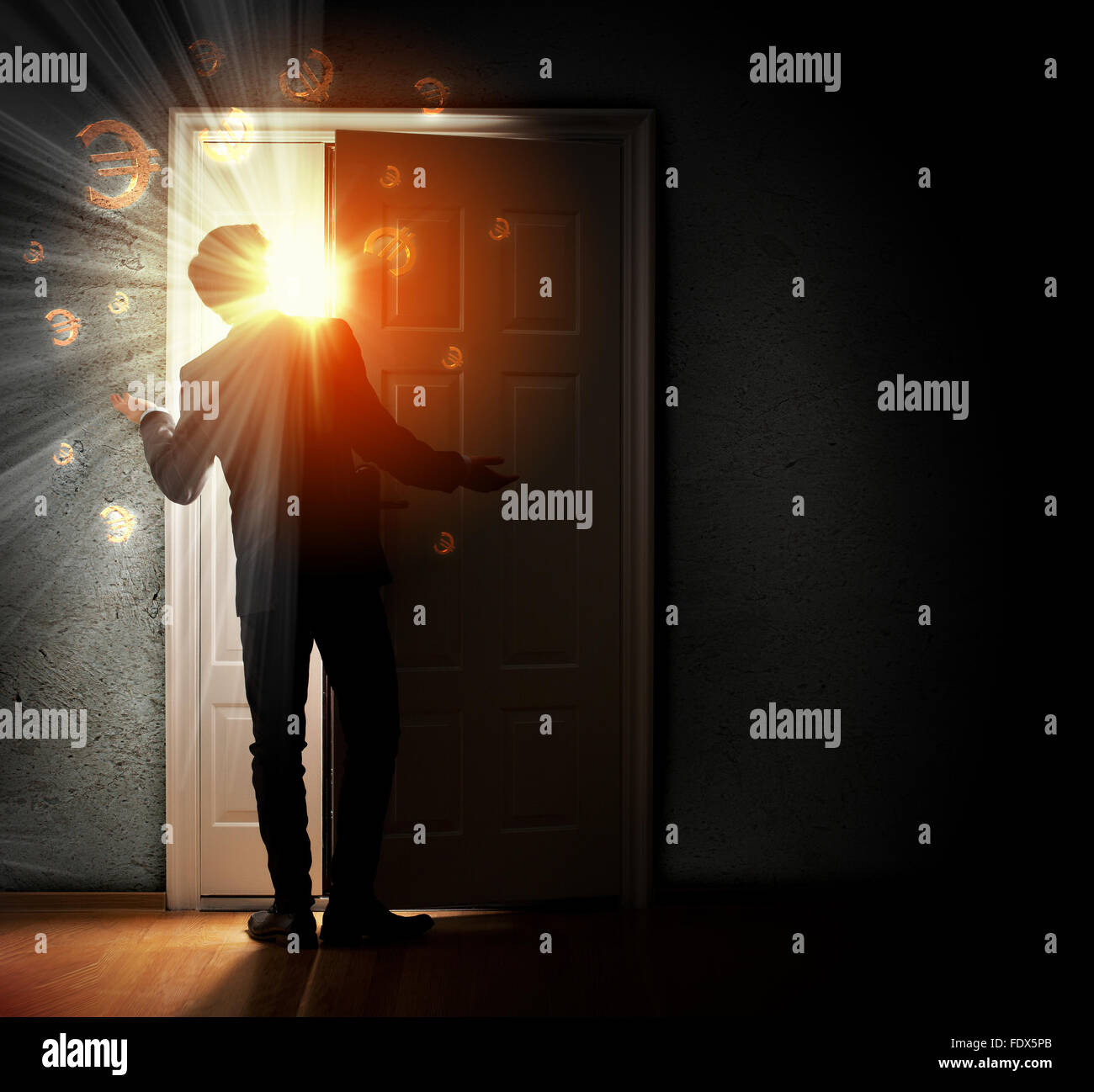 Exit sign man standing hi-res stock photography and images - Alamy