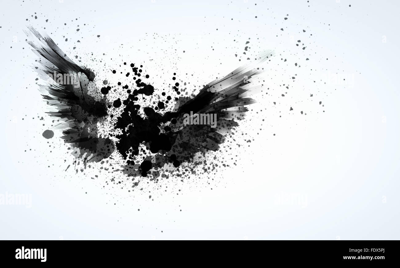 Abstract image of black wings against light background Stock Photo - Alamy