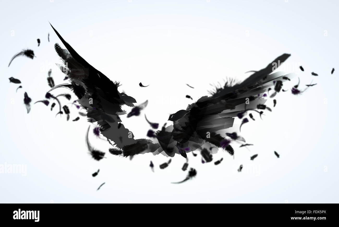 Abstract image of black wings against light background Stock Photo - Alamy