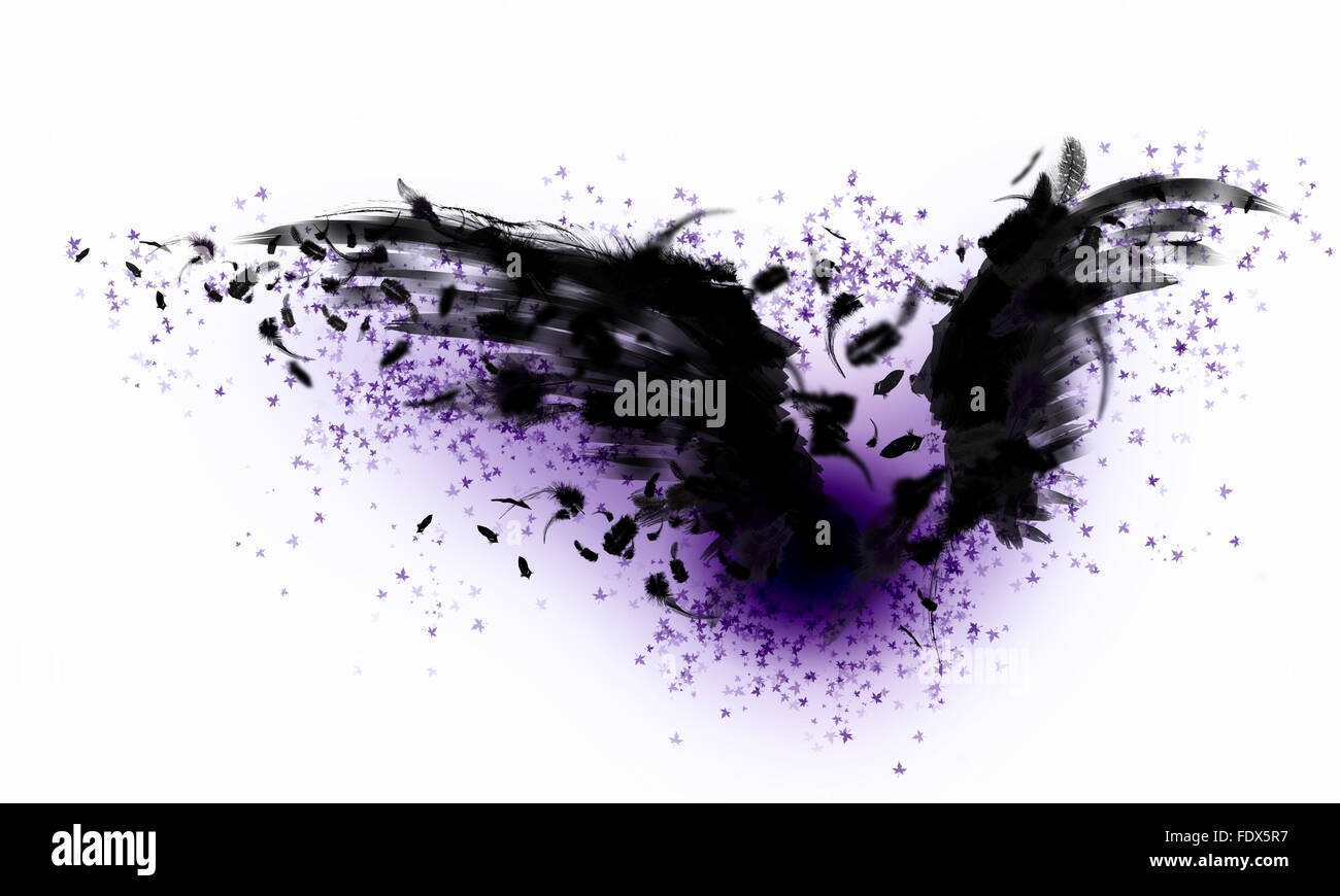 Abstract image of black wings against light background Stock Photo - Alamy