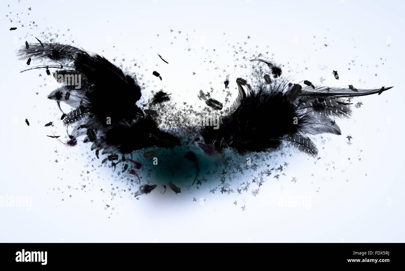 Abstract image of black wings against light background Stock Photo - Alamy
