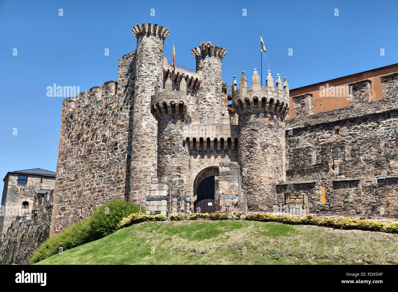 Entrance gate of Templar castle in Ponferrada, Castile and Leon, Spain ...