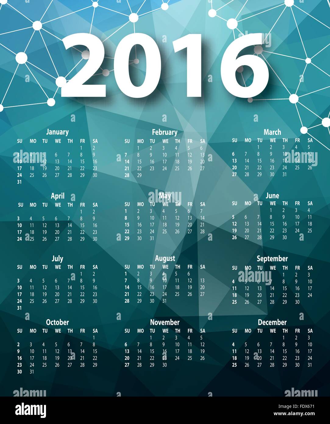 Elegant template for 2016 calendar Stock Vector Image & Art - Alamy