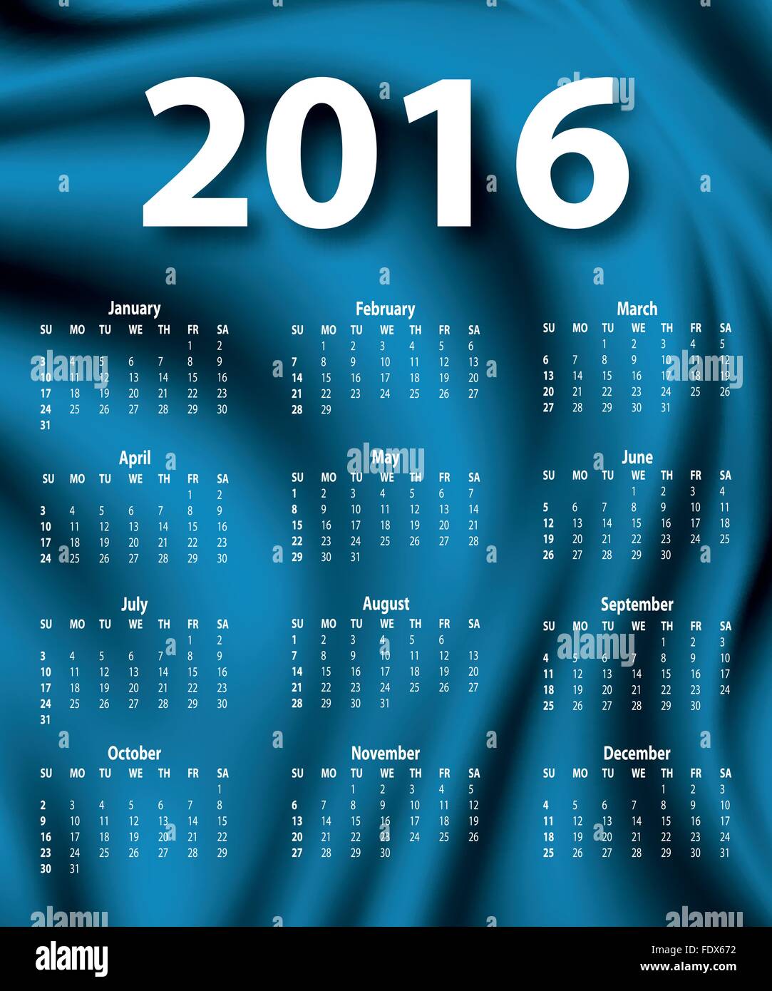 Elegant template for 2016 calendar Stock Vector Image & Art - Alamy