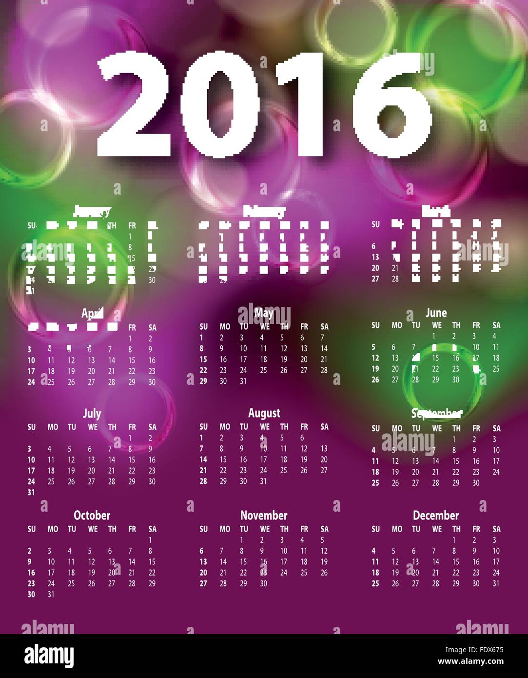 Elegant template for 2016 calendar Stock Vector Image & Art - Alamy