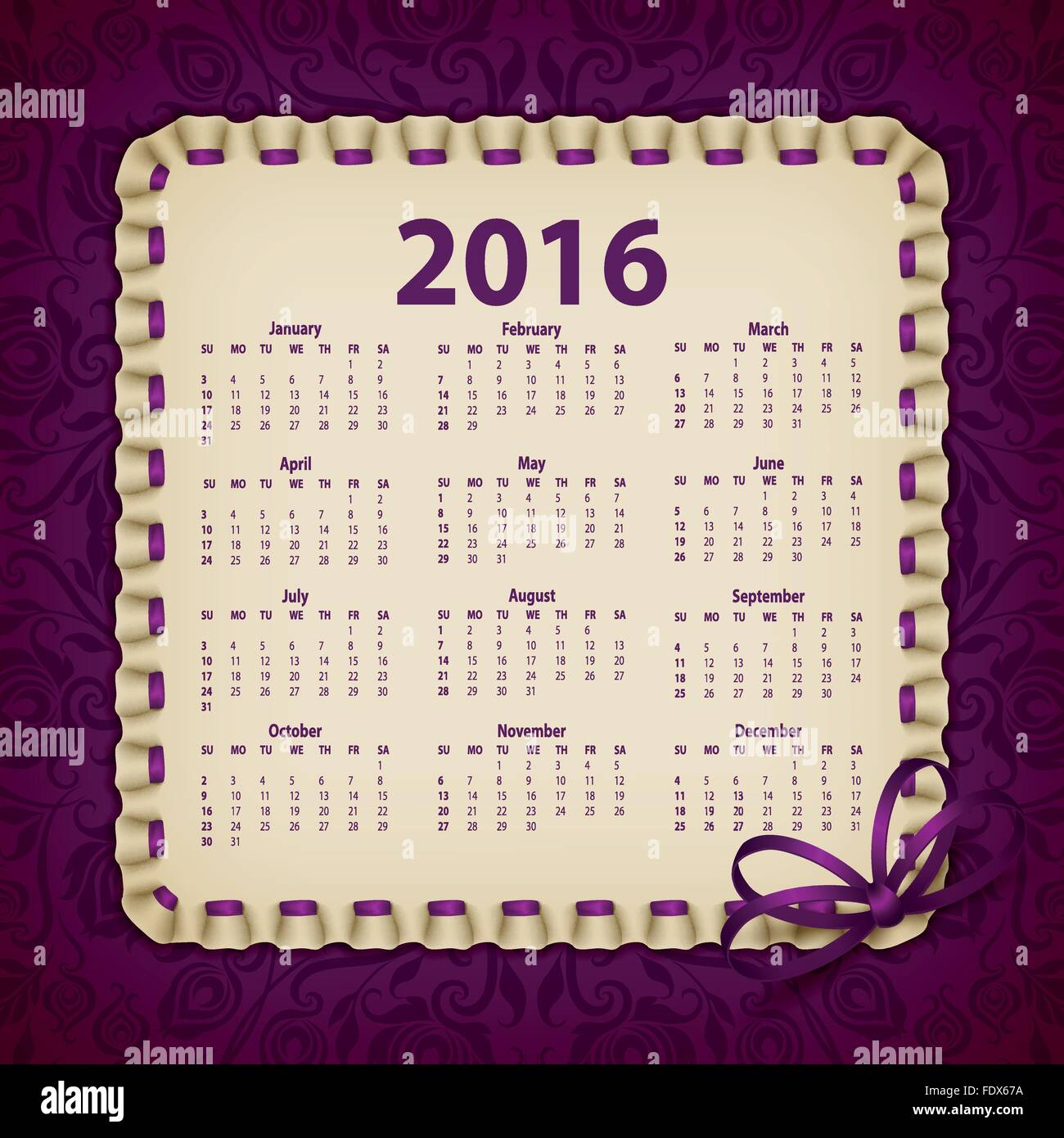 Elegant template of calendar Stock Vector Image & Art - Alamy