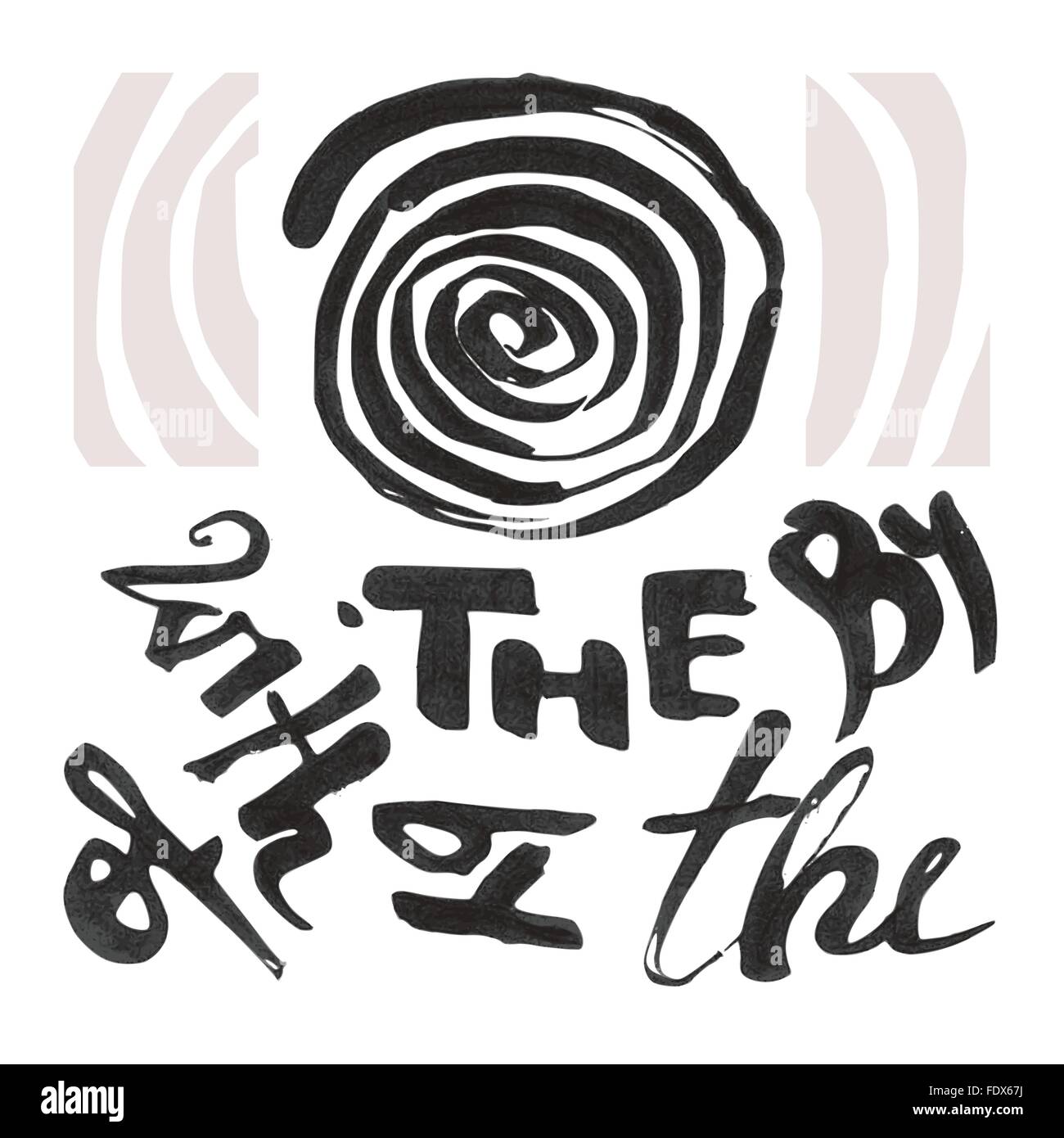 Typo set and a spiral. Each symbol is grouped separately, there are 6 ...