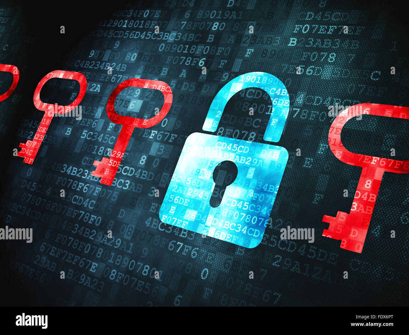 Security concept: Padlock And Key on digital background Stock Photo - Alamy