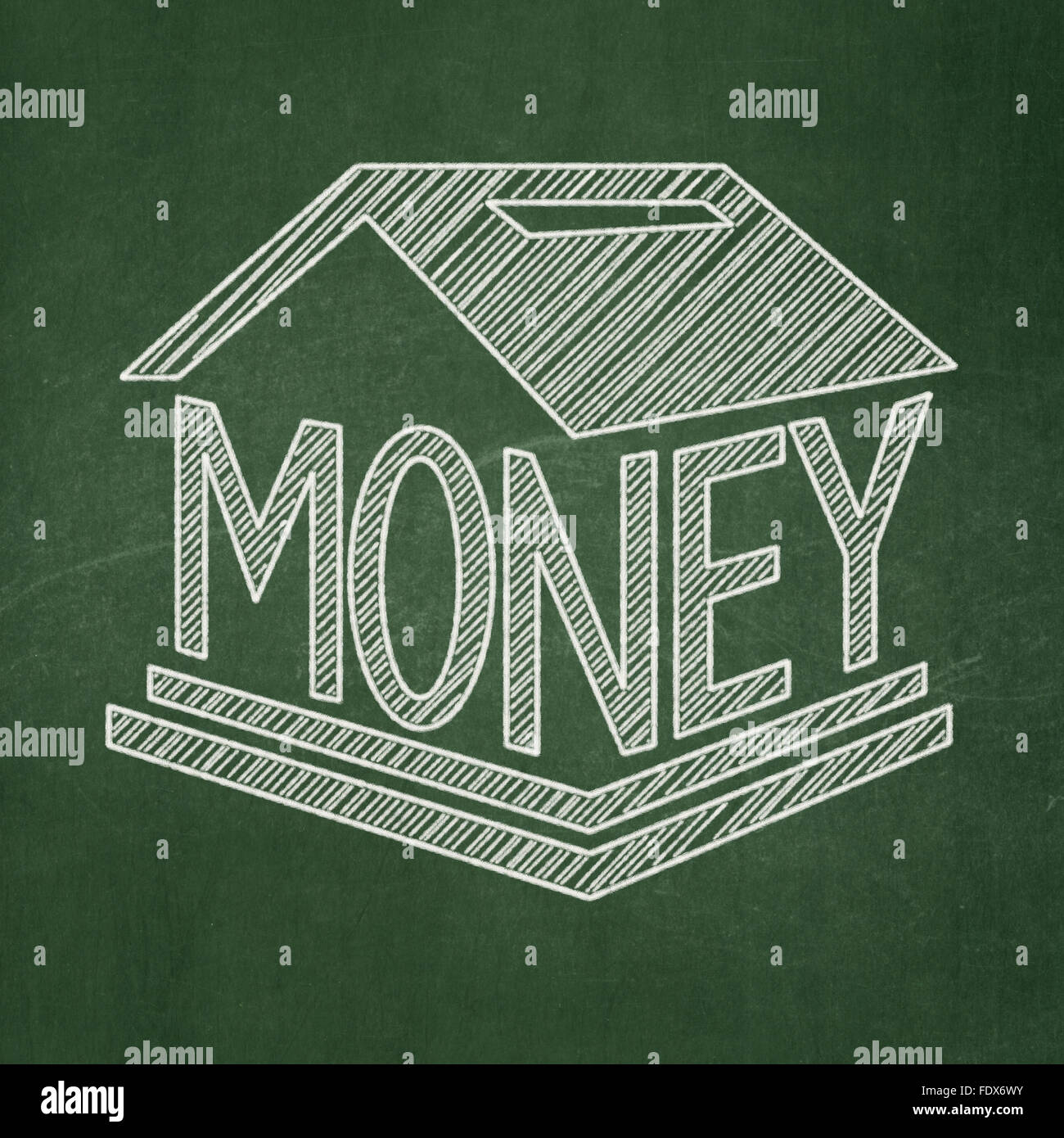Currency concept: Money Box on chalkboard background Stock Photo - Alamy