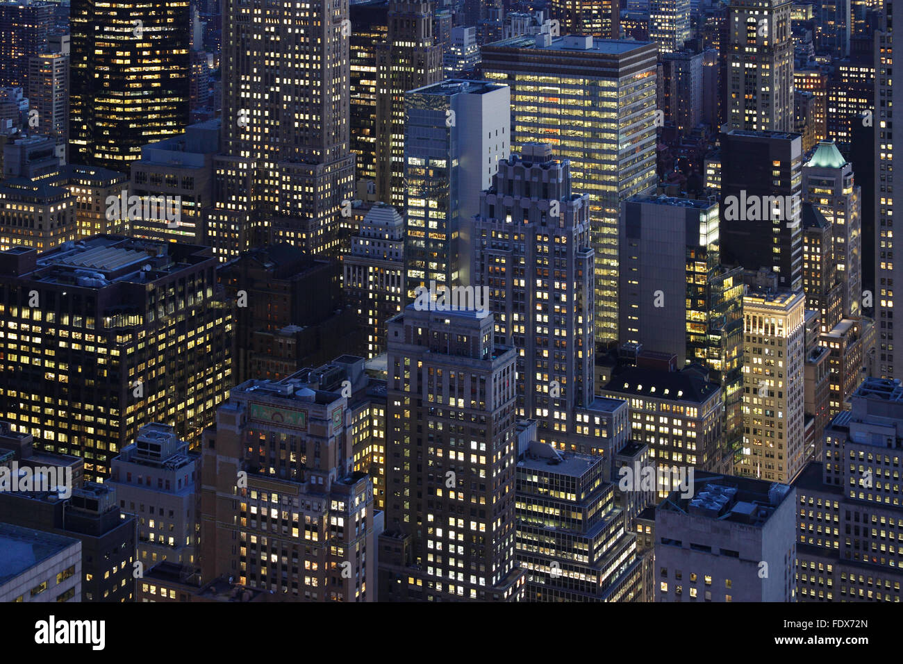 New York City, USA, lit windows in Manhattan at night Stock Photo - Alamy