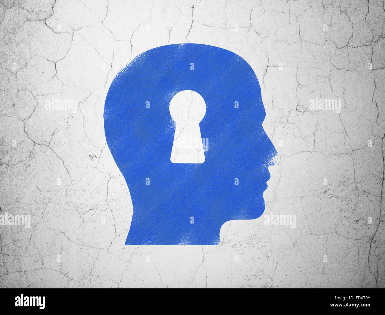Data concept: Head With Keyhole on wall background Stock Photo - Alamy